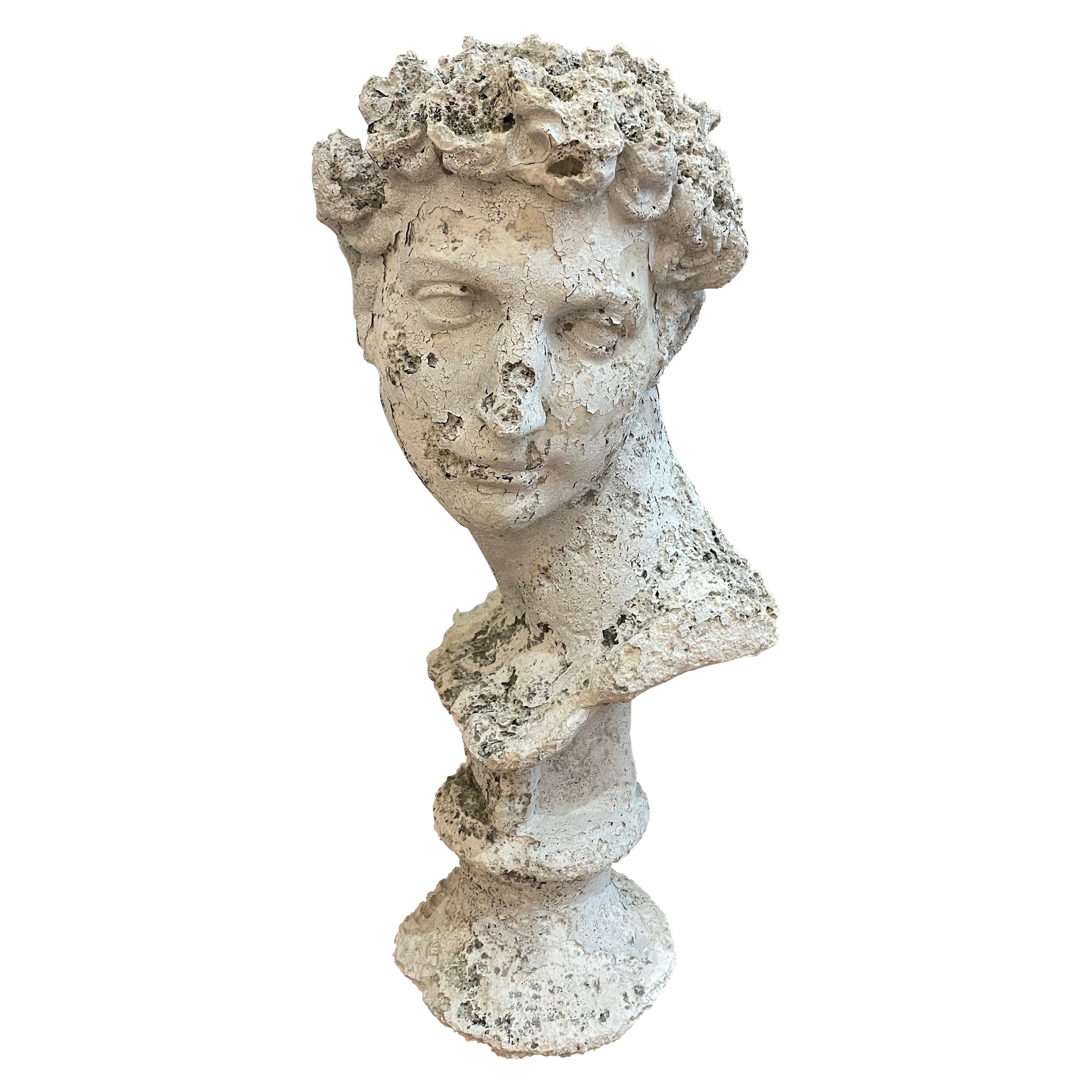 Vintage concrete and plaster Greek god bust For Sale at 1stDibs