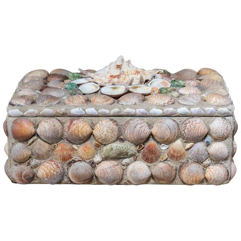 Large Vintage French Sea Shell Box, circa 1940 at 1stDibs