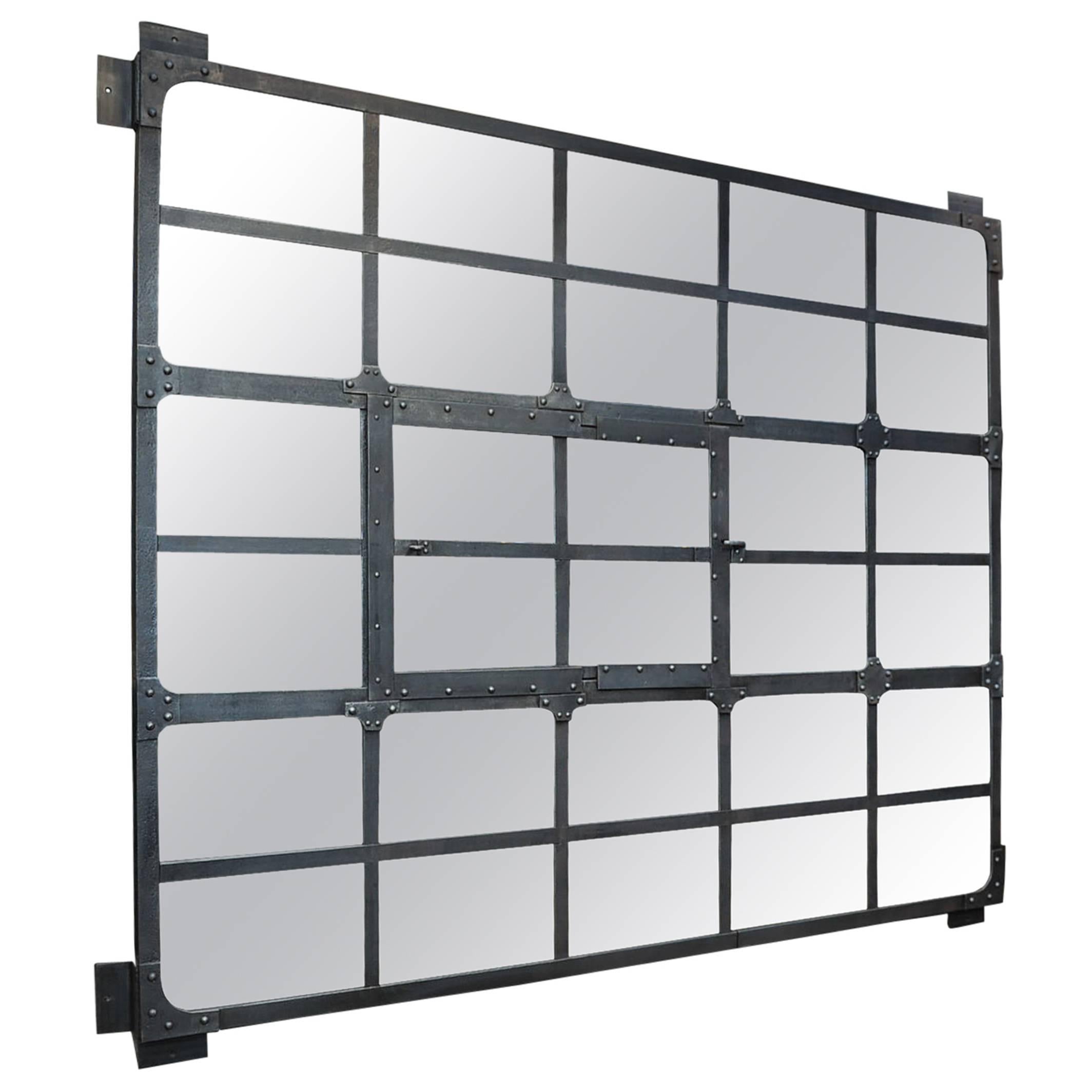 1900s Industrial Big French Riveted Window Factory Mirror at 1stDibs ...