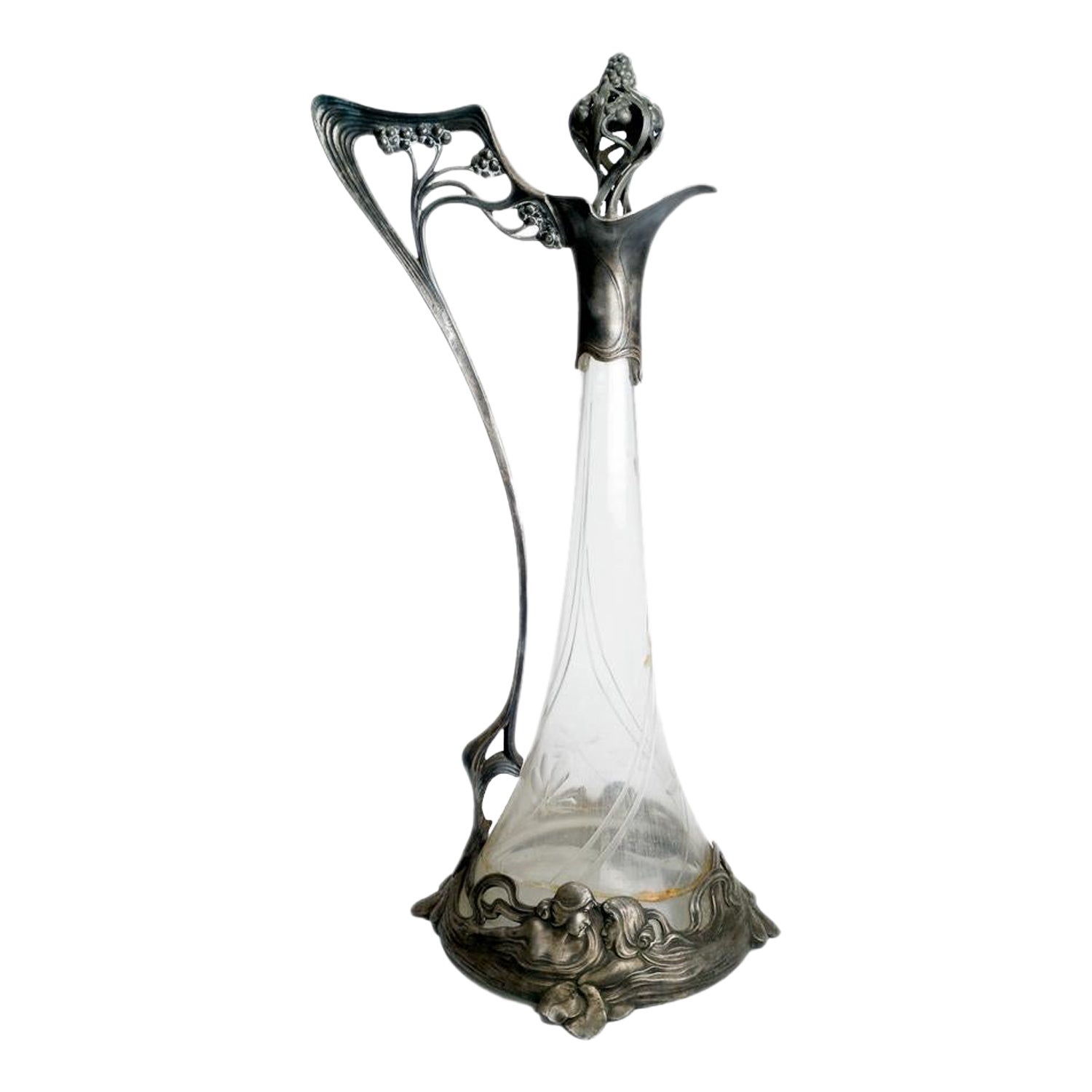 Jugendstil style Lady Glass Claret Jug Decanter, 20th Century For Sale ...