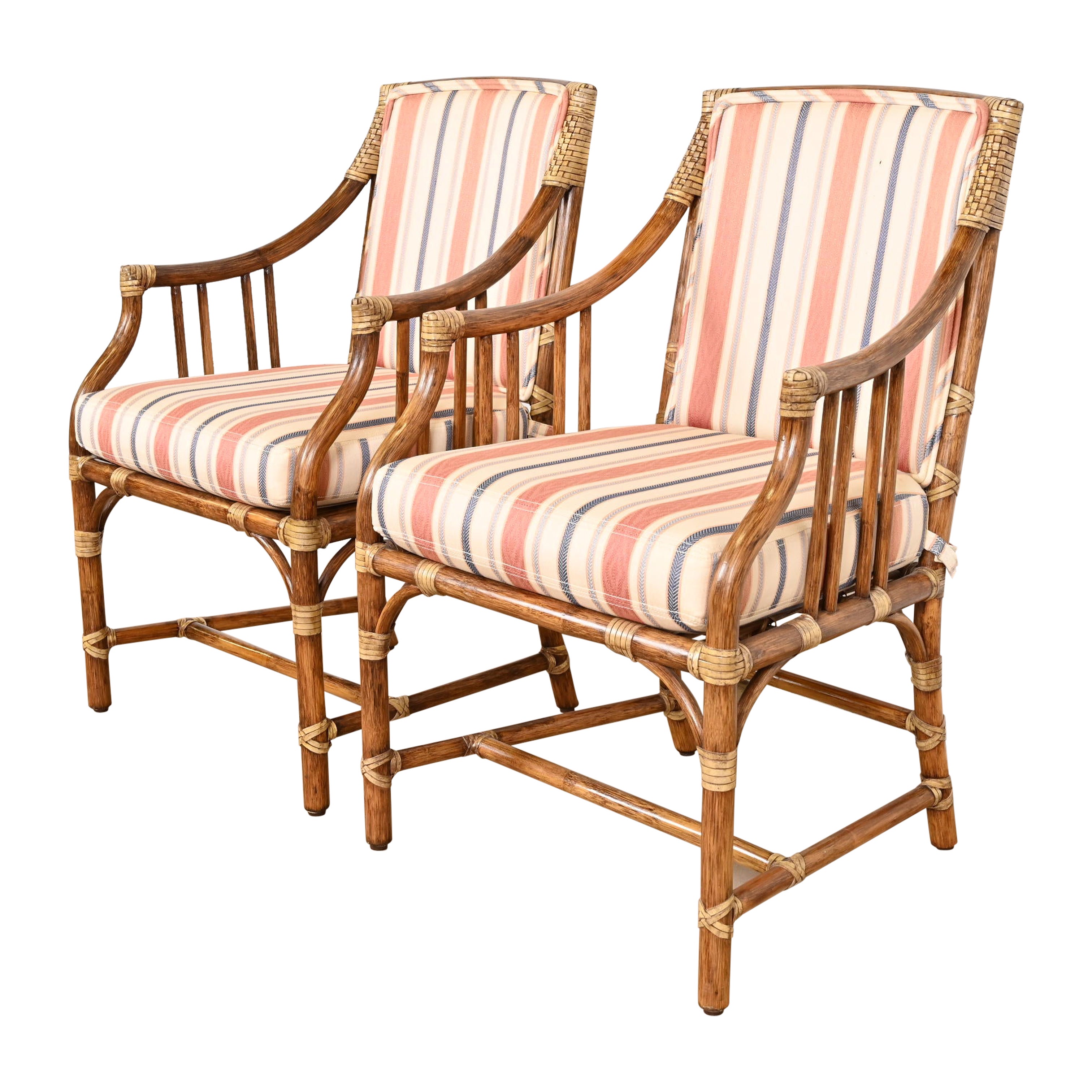 McGuire Hollywood Regency Organic Modern Bamboo Rattan Club Chairs ...