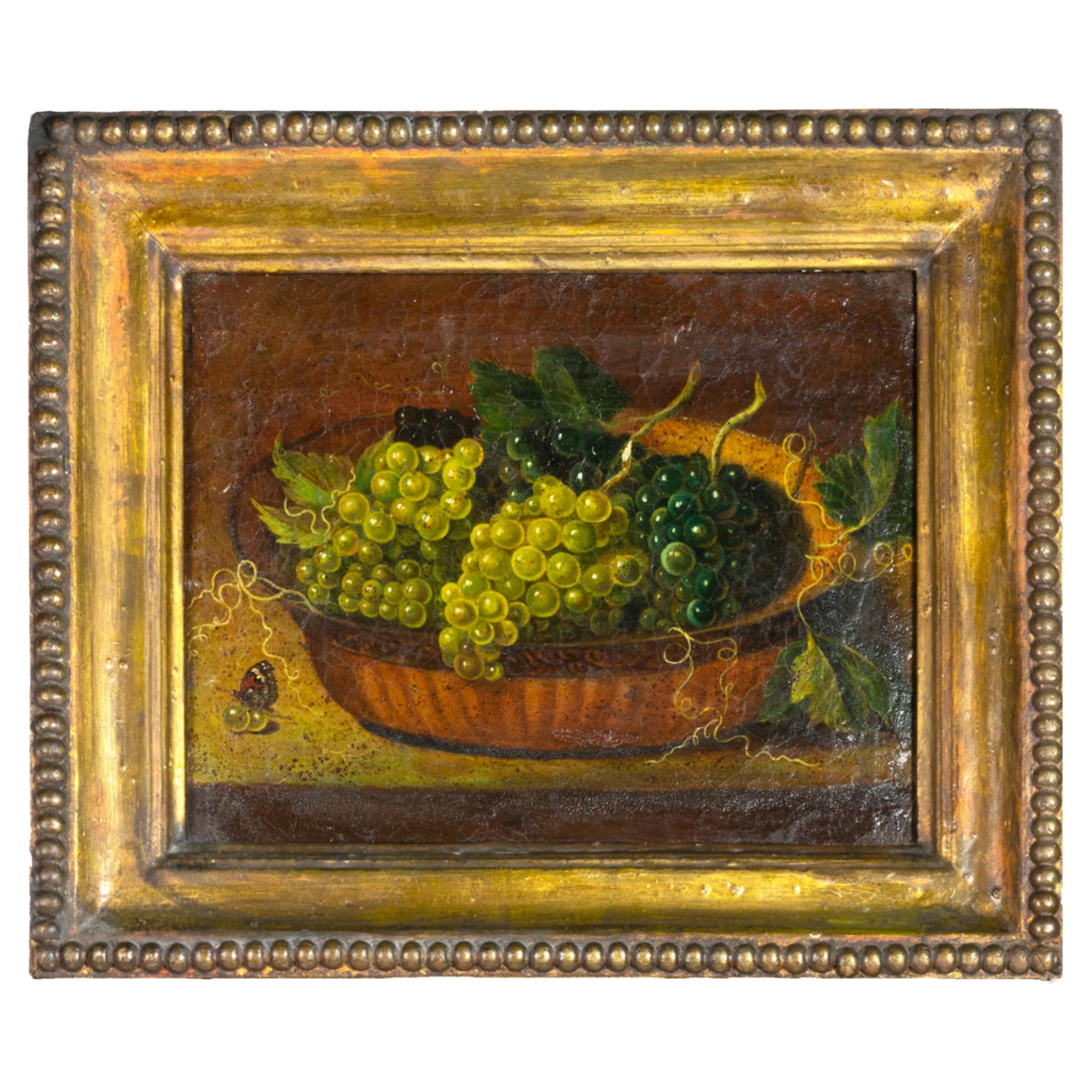 French Still Life Grapes Painting, 19th Century For Sale at 1stDibs