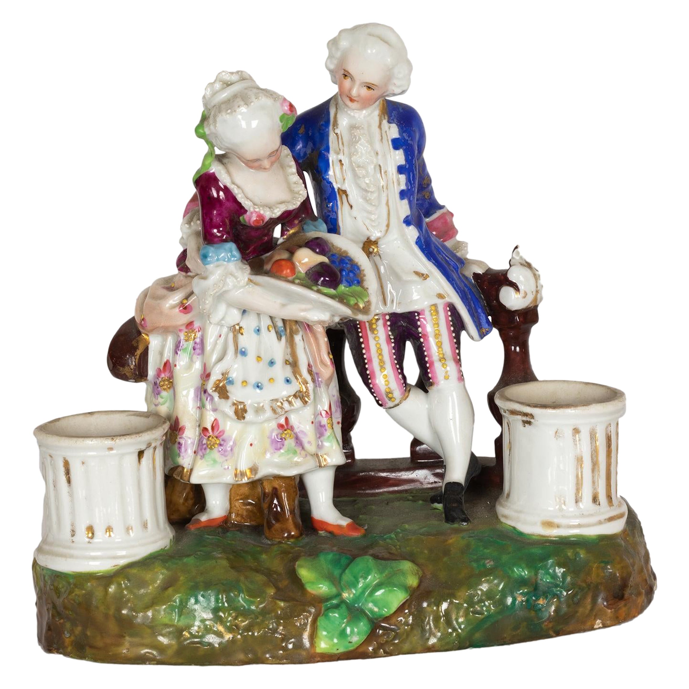 German Meissen Porcelain Couple Figurines, 19th Century For Sale at 1stDibs
