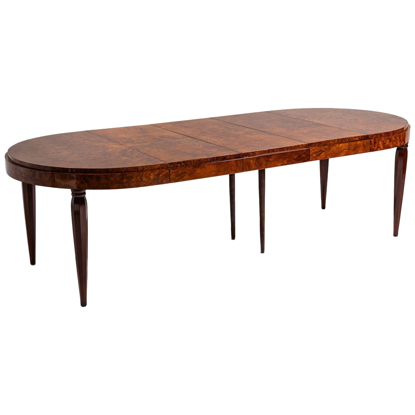Antique Italian Burl Ash Art Deco Dining Table For Sale at 1stDibs