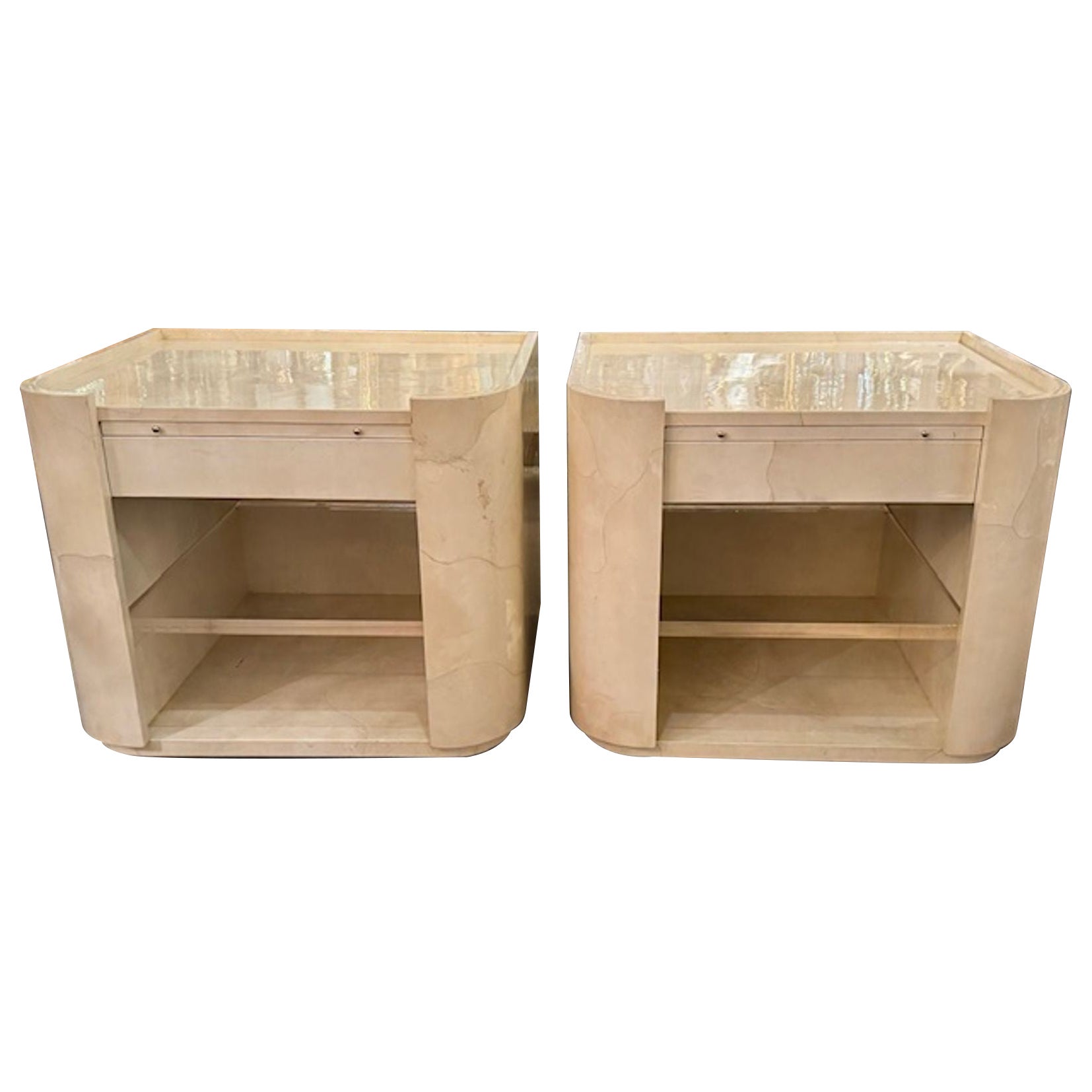 Mid-Century Large Scale Karl Springer Lacquered Side Tables For Sale at ...