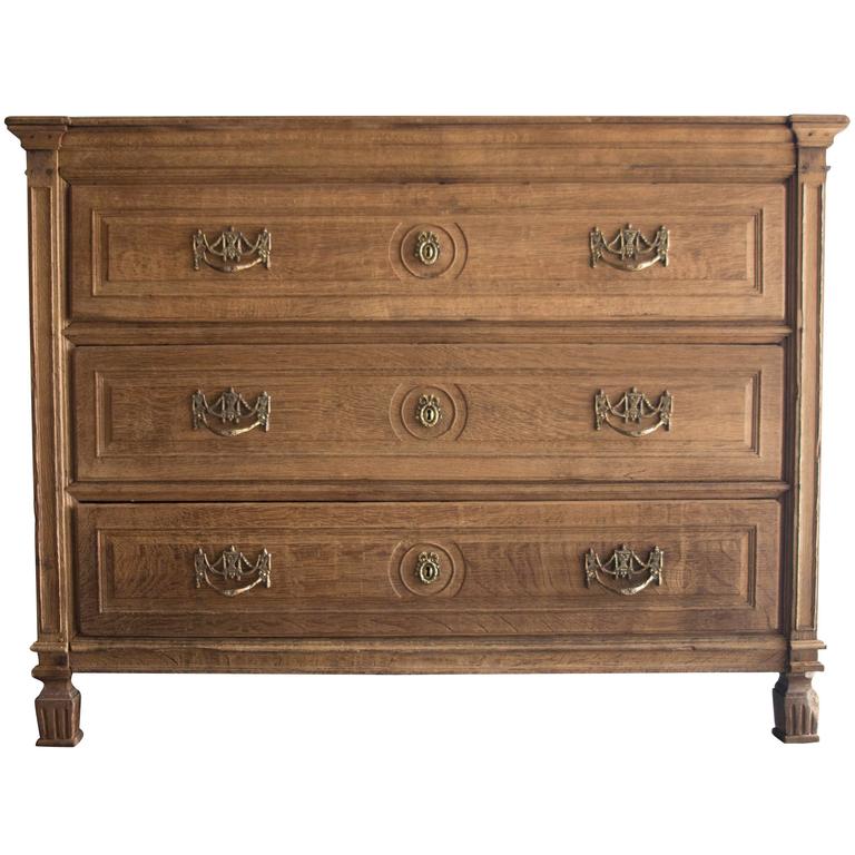 Early 19th Century French Louis XVI Style Bleached Oak Commode at 1stDibs