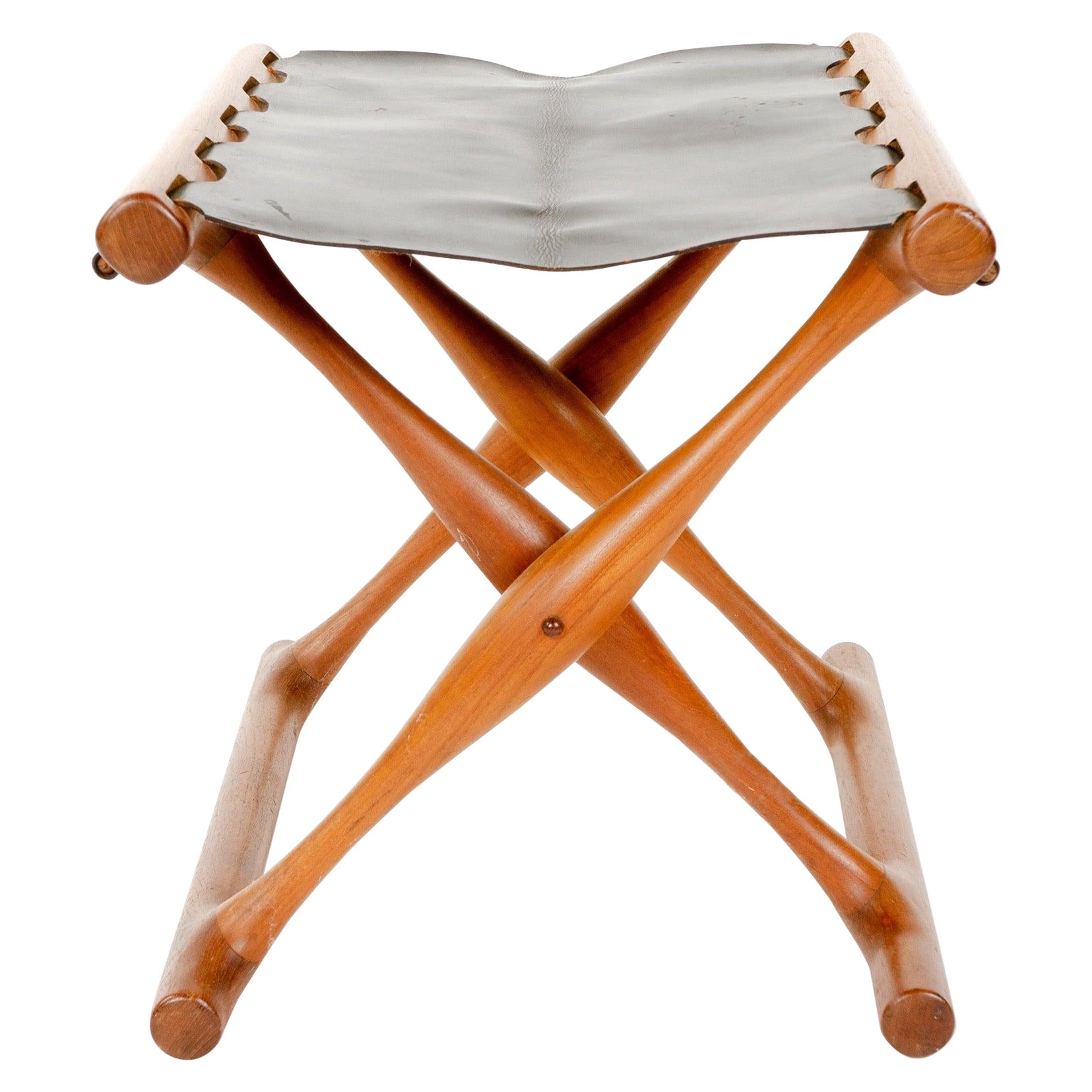 Leather Folding Stool For Sale at 1stDibs