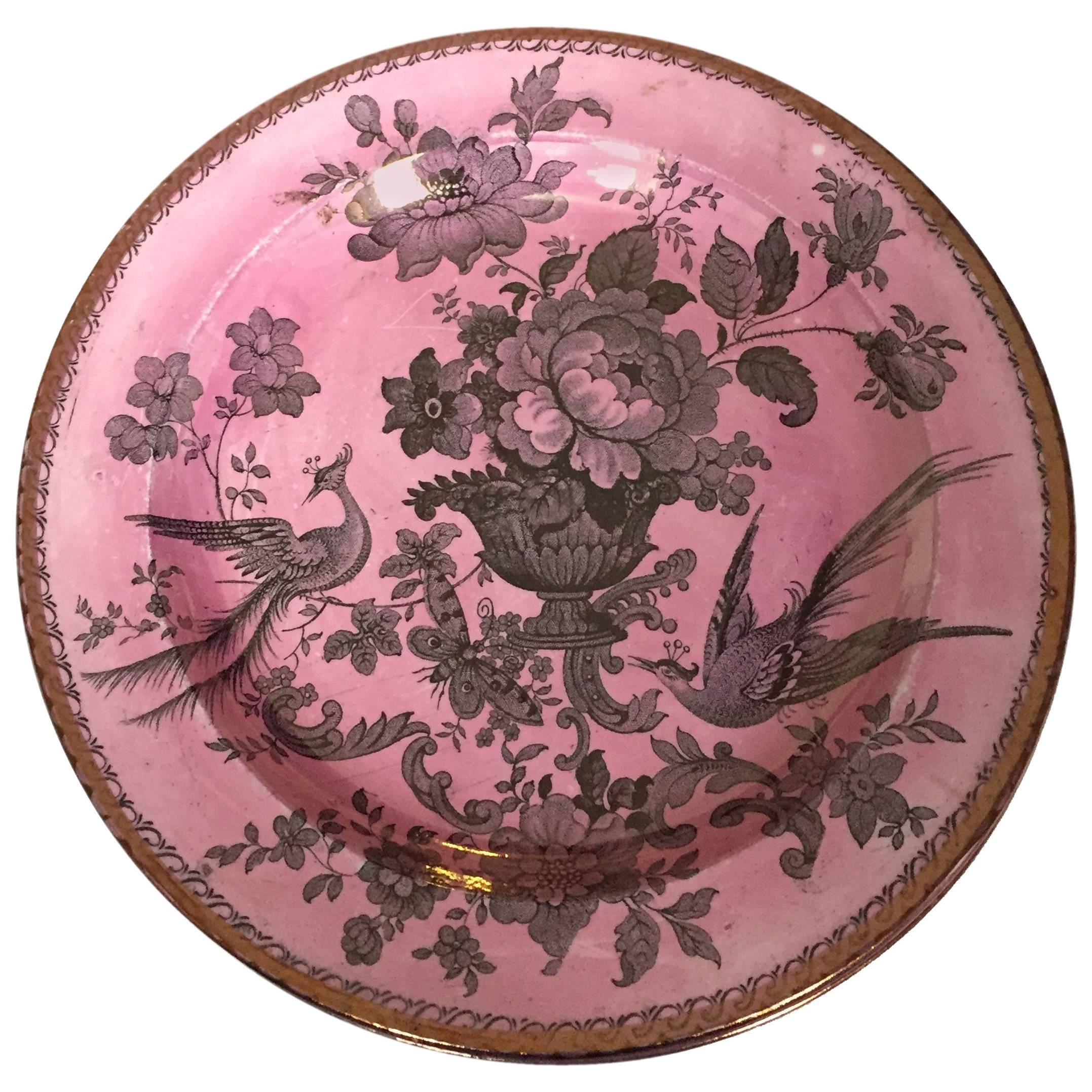 English Davenport Pottery Transfer-Printed, Pink and Copper Lustreware ...