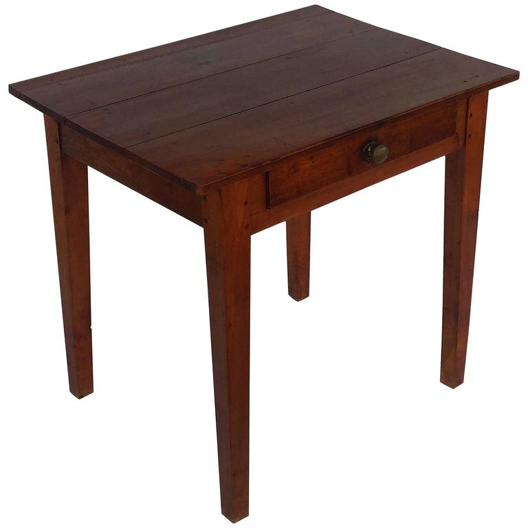 French Cherry Side Table with Drawer at 1stDibs