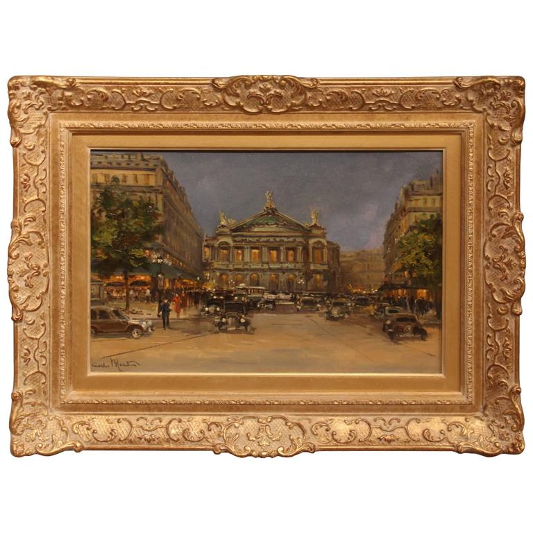 "Paris, Place de L'Opera" Oil Painting by Charles Blondin at 1stDibs