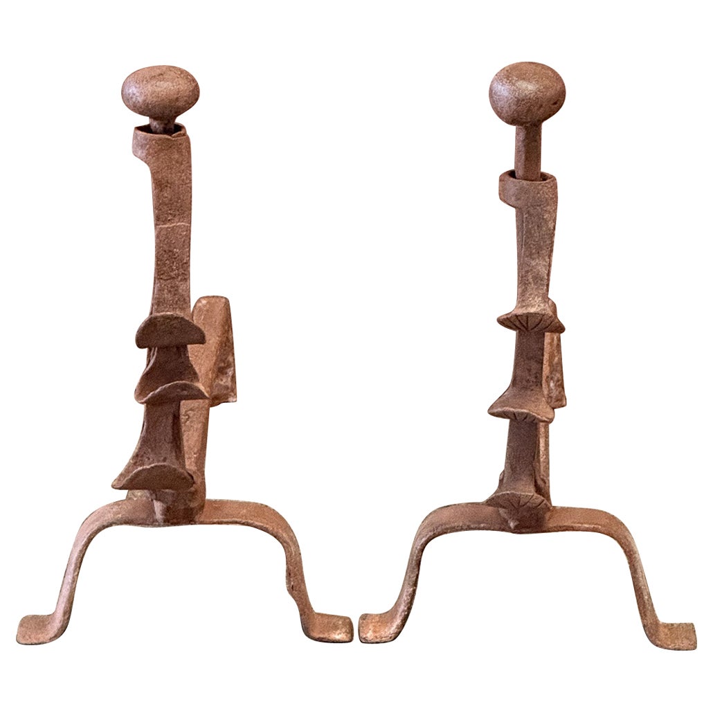 French Louis XV Period Fire Andirons, 18th Century For Sale at 1stDibs