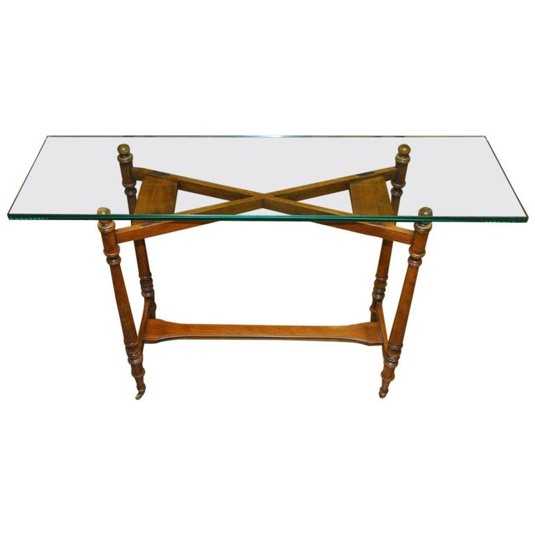 Henredon Glass Top Console Table at 1stDibs