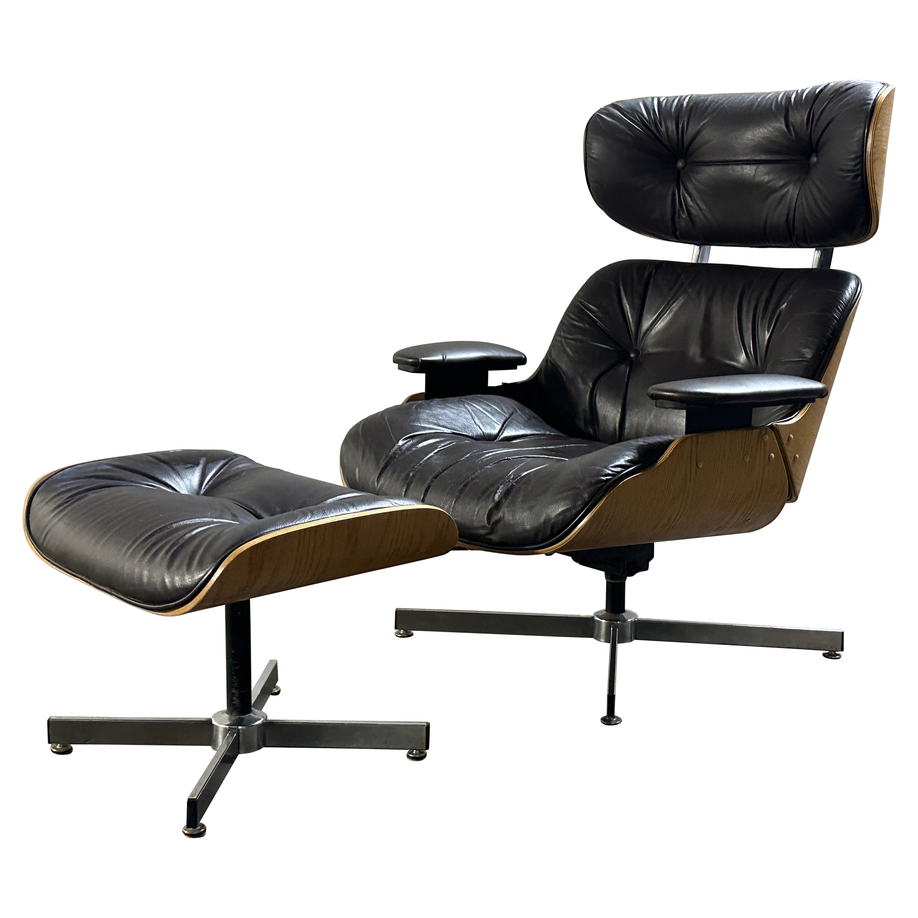 Plycraft Reclining Midcentury Modern Lounge Chair and Ottoman after ...