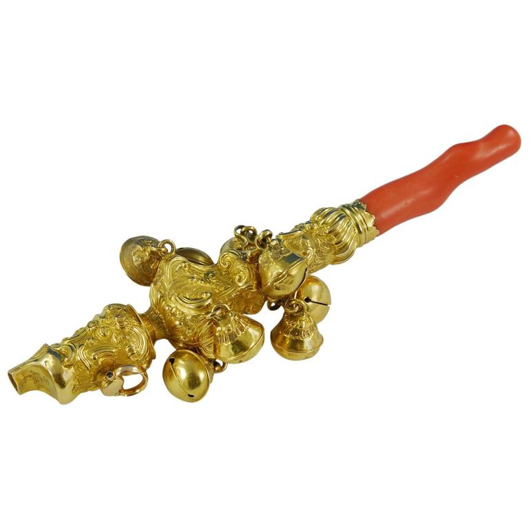 18th Century High Quality Gold 18-Carat Coral Handled Rattle and ...