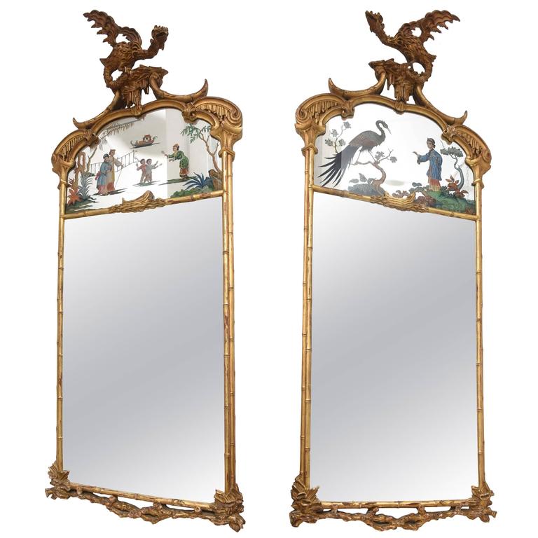 Pair of Chinese Chippendale Mirrors at 1stDibs