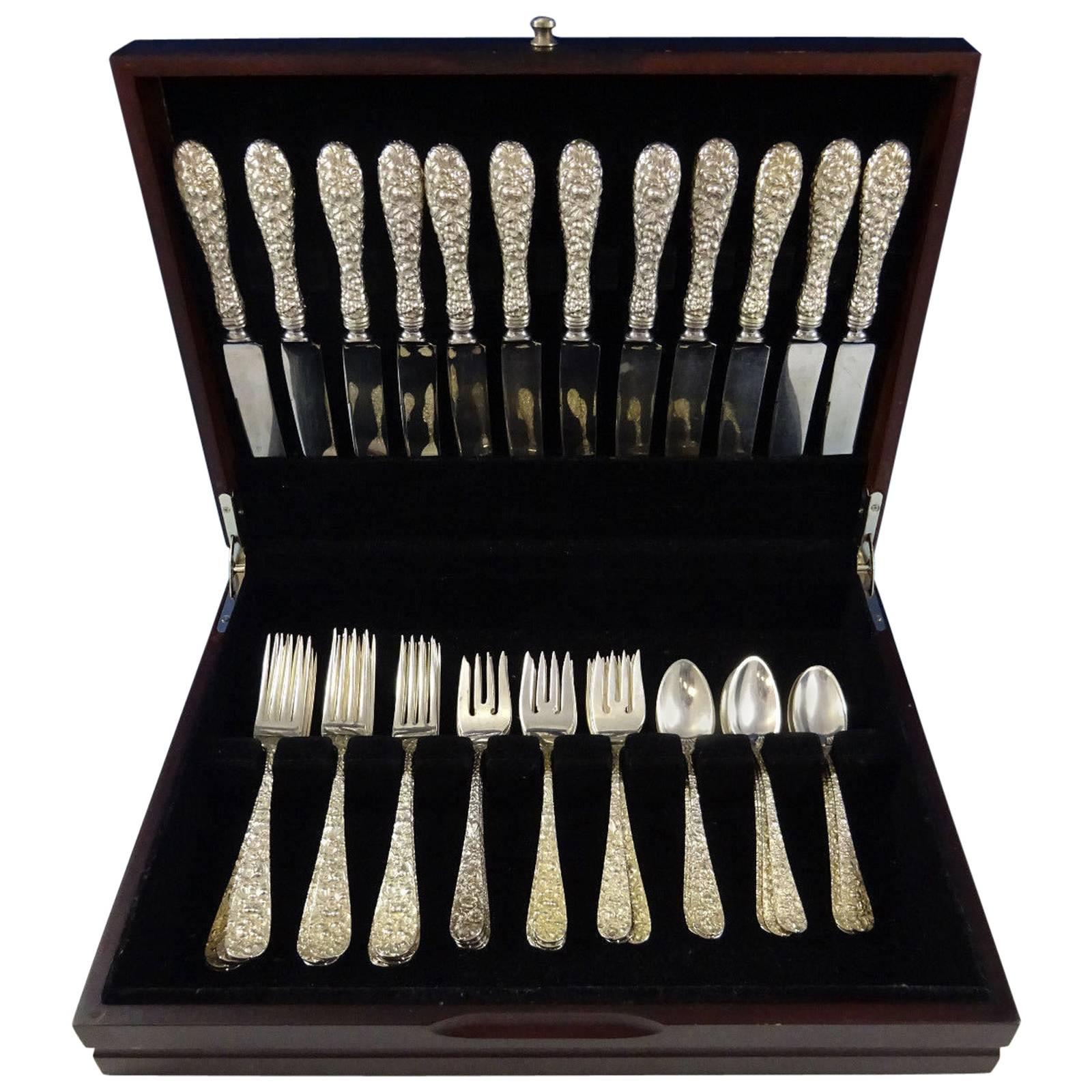 Rose by Stieff Sterling Silver Flatware Set for 12 Service 48 Pieces ...
