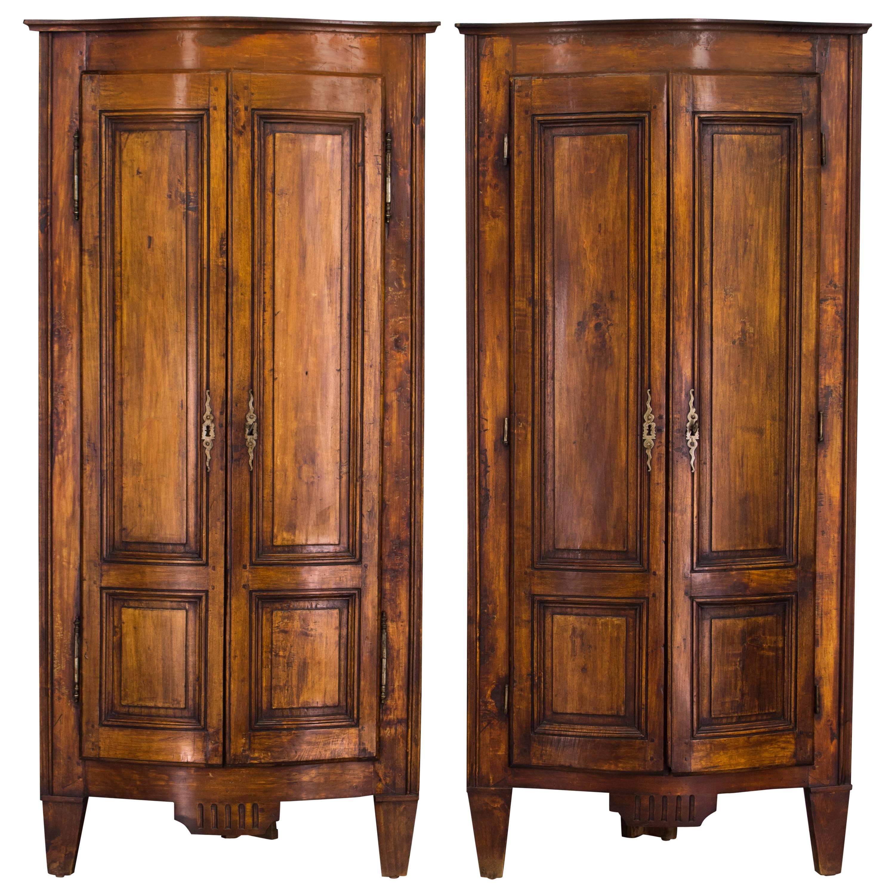 Pair of 18th Century French Country Corner Cabinets at 1stDibs