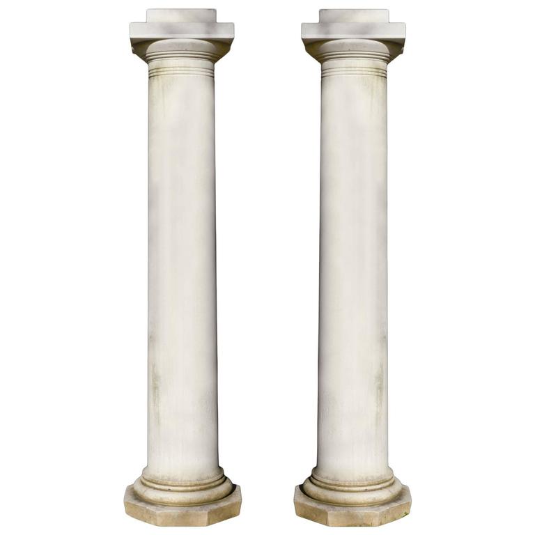 Pair of Ormolu-Mounted White Marble Columns For Sale at 1stdibs