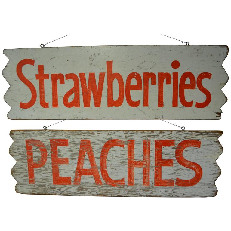 Pair of Farm Produce Signs, Hand-Lettered from the 1950s at 1stDibs