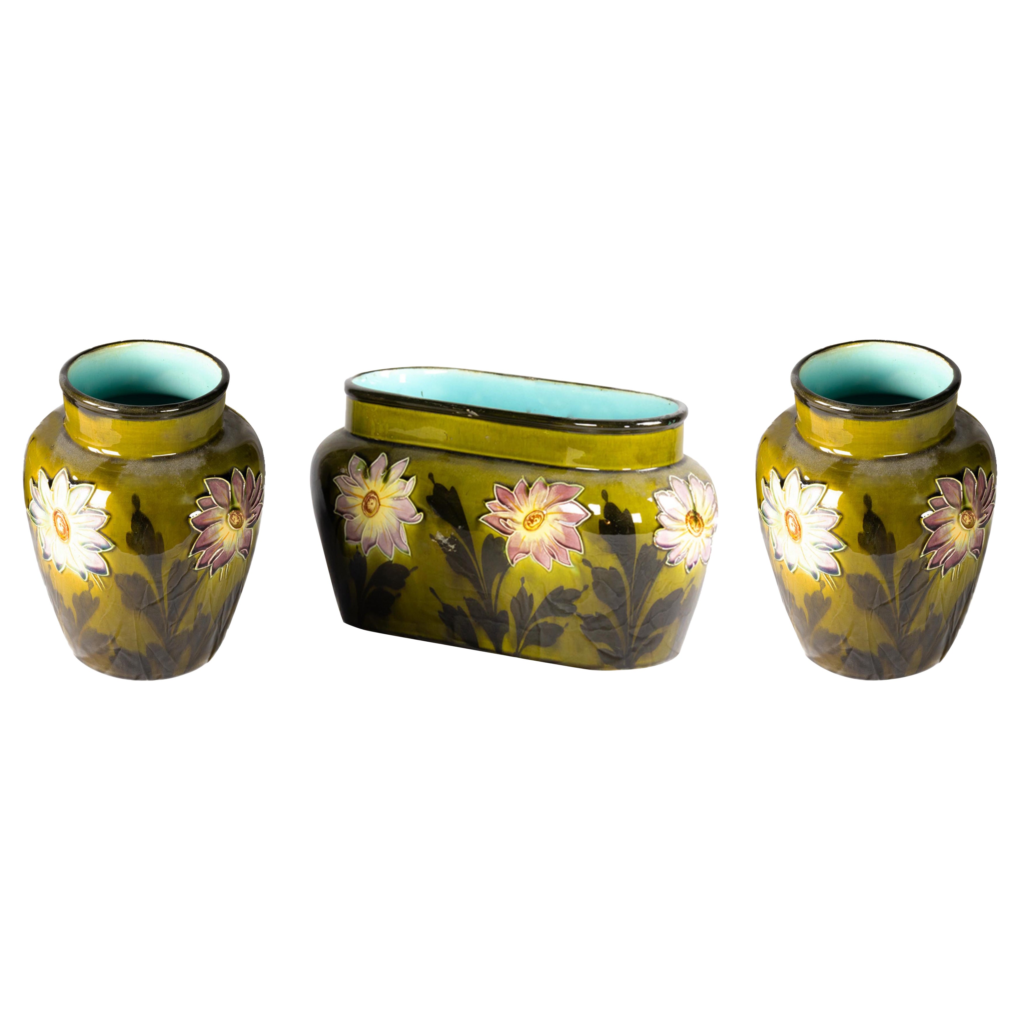 Art Nouveau Barbotine Cachepot Vase, (Early 20th Century) For Sale at ...