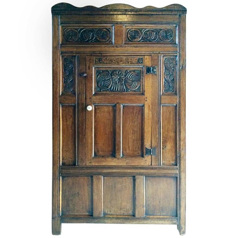 Continental Flemish Antique Cupboard Wardrobe Solid Oak Gothic, 18th ...