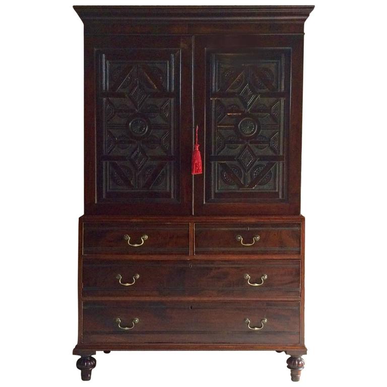 Antique Linen Press Dresser Victorian Mahogany Chest of Drawers, 19th ...