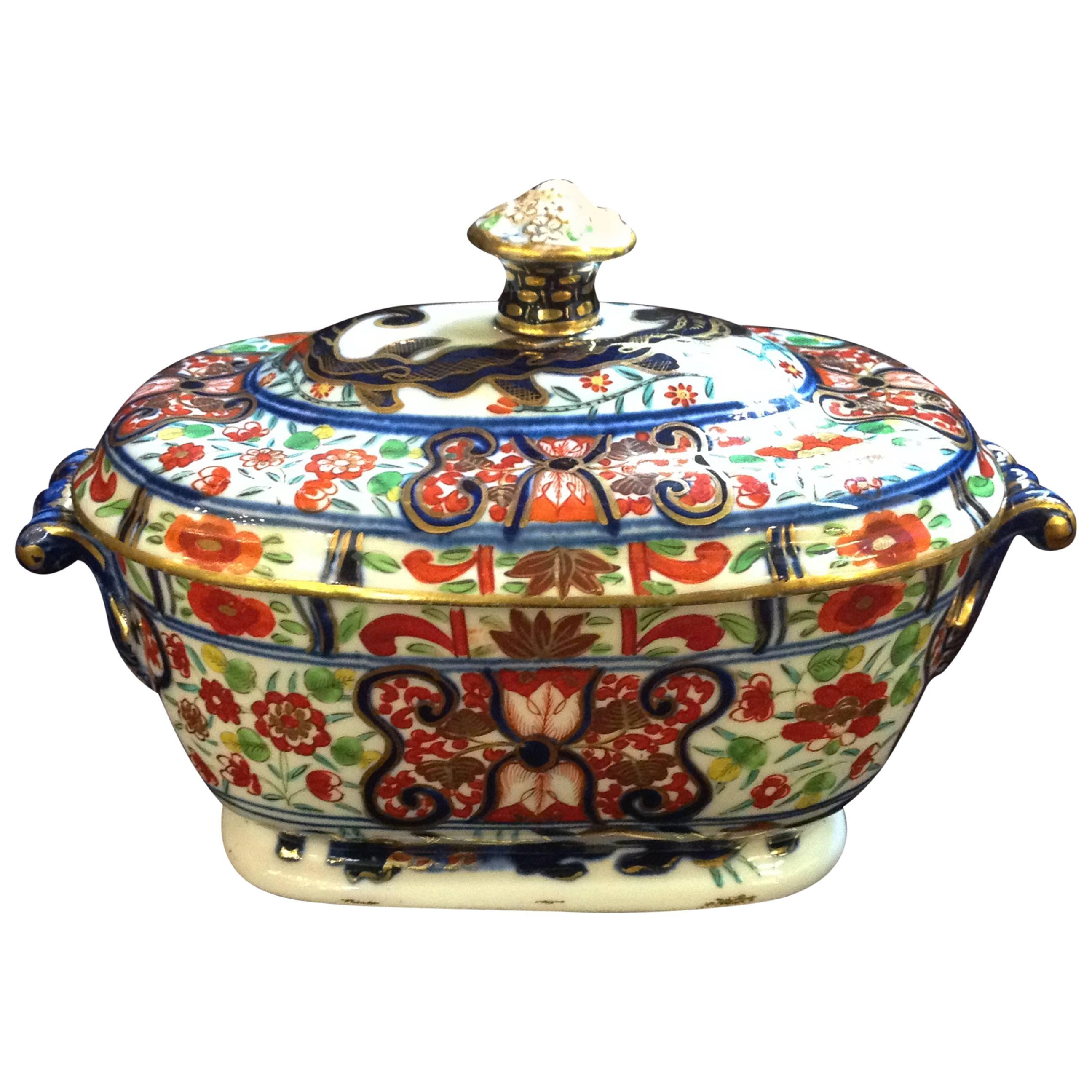 19th Century Imari Style English Porcelain Mini Tureen at 1stDibs