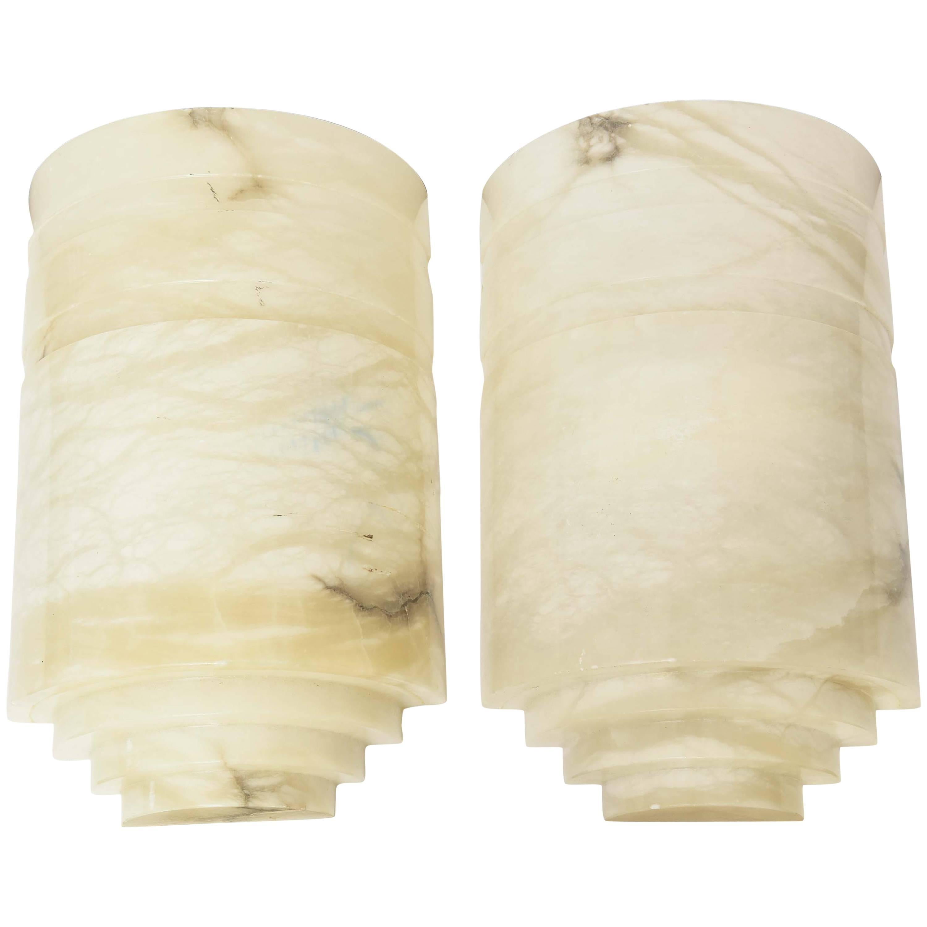 Grande Pair of Marble Sconces in Art Deco Style For Sale at 1stDibs
