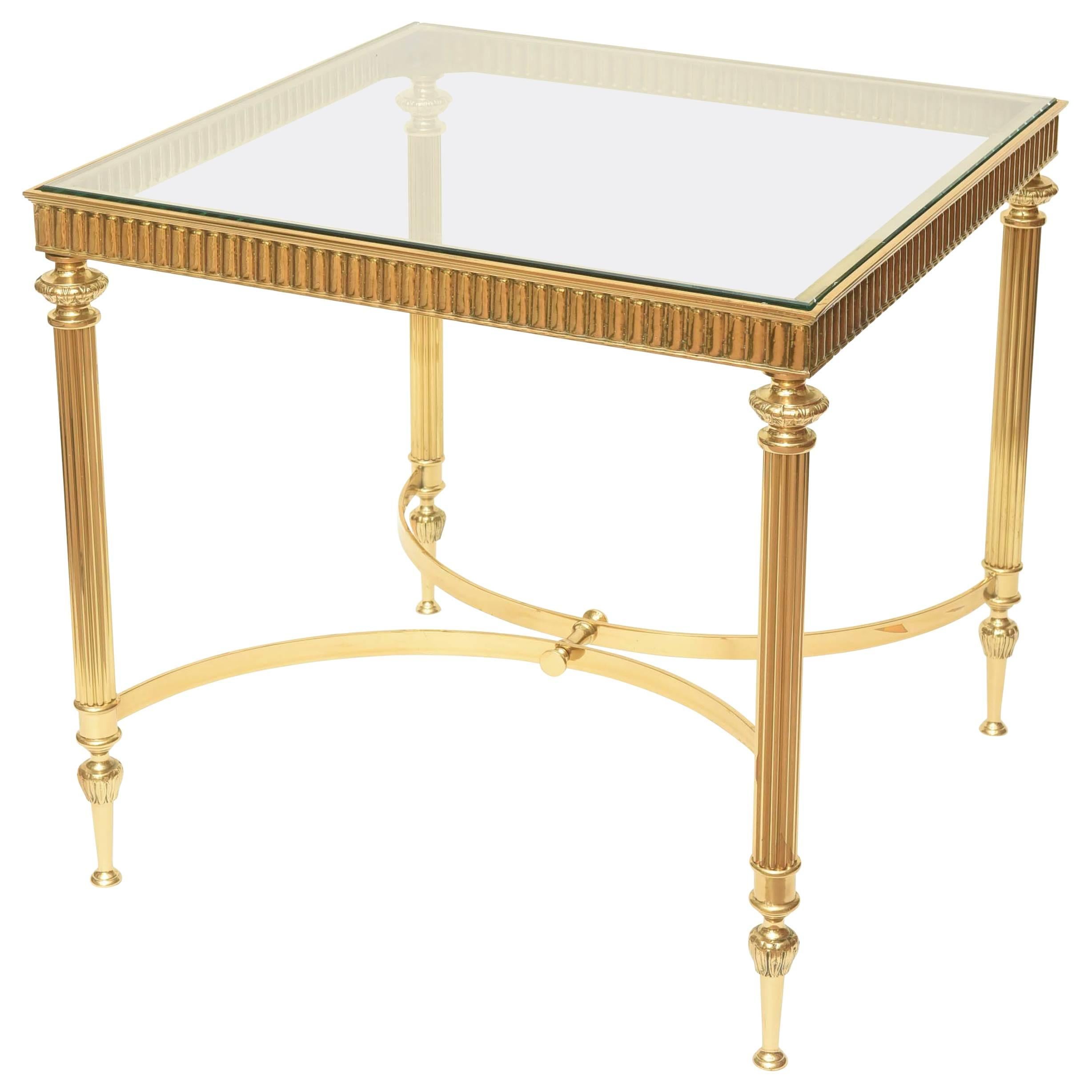 Square Brass Side Table in the Style of Maison Jansen at 1stDibs ...