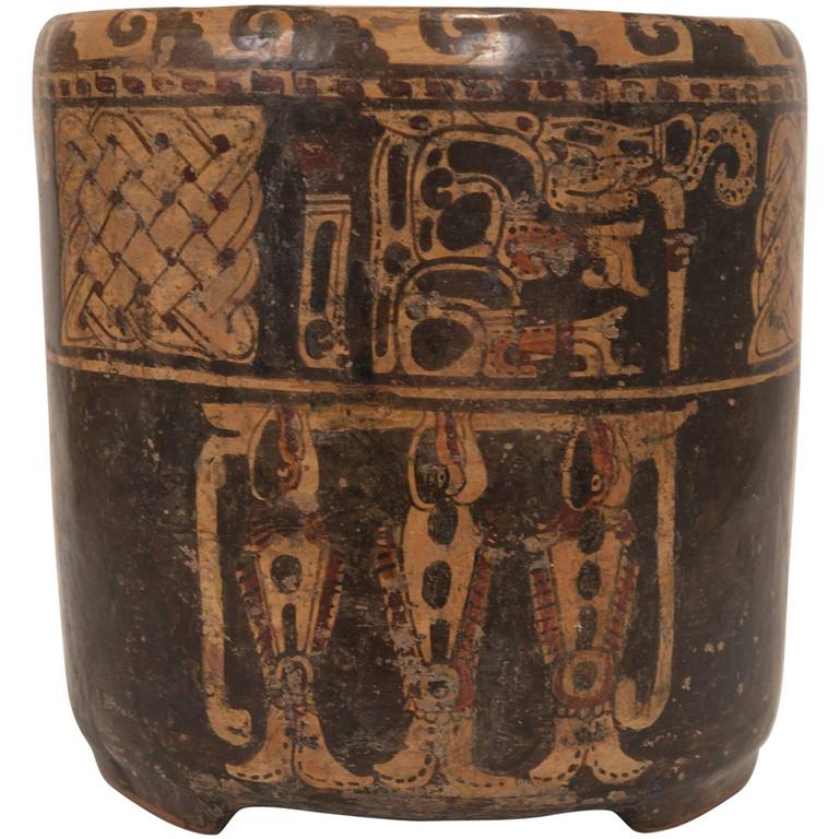 Mayan Cylinder Vessel For Sale at 1stdibs