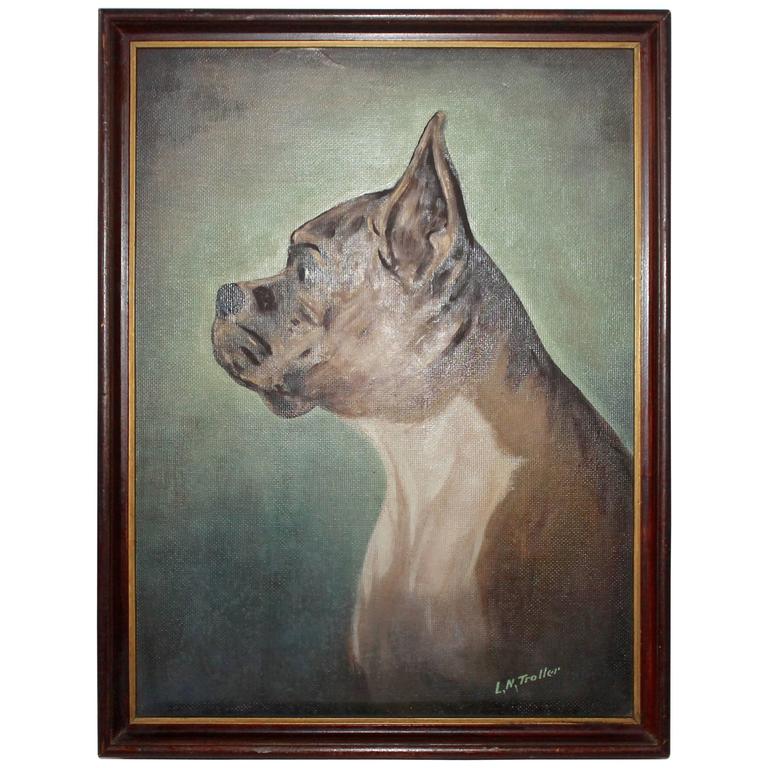 19th Century Signed Bull Dog Oil Painting at 1stDibs