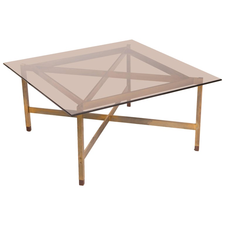 Mid-Century Modern Brass Coffee Table For Sale at 1stDibs