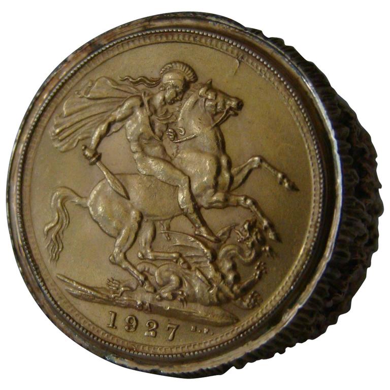 1927 22kt Gold British Sovereign Coin Ring at 1stDibs