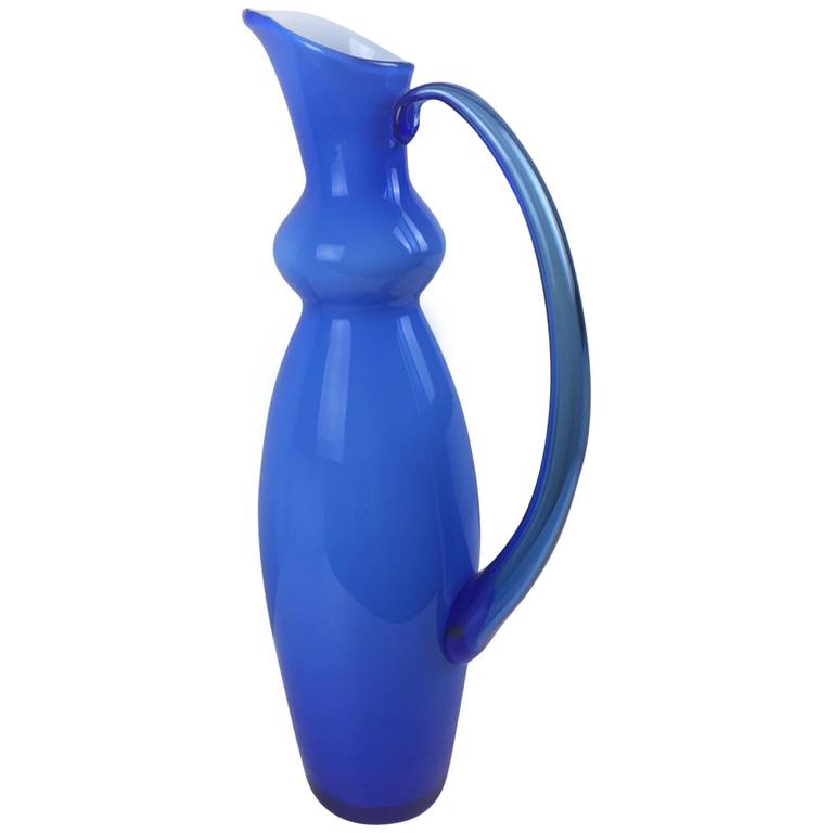 Brilliant Blue Orrefors Vase or Pitcher at 1stDibs