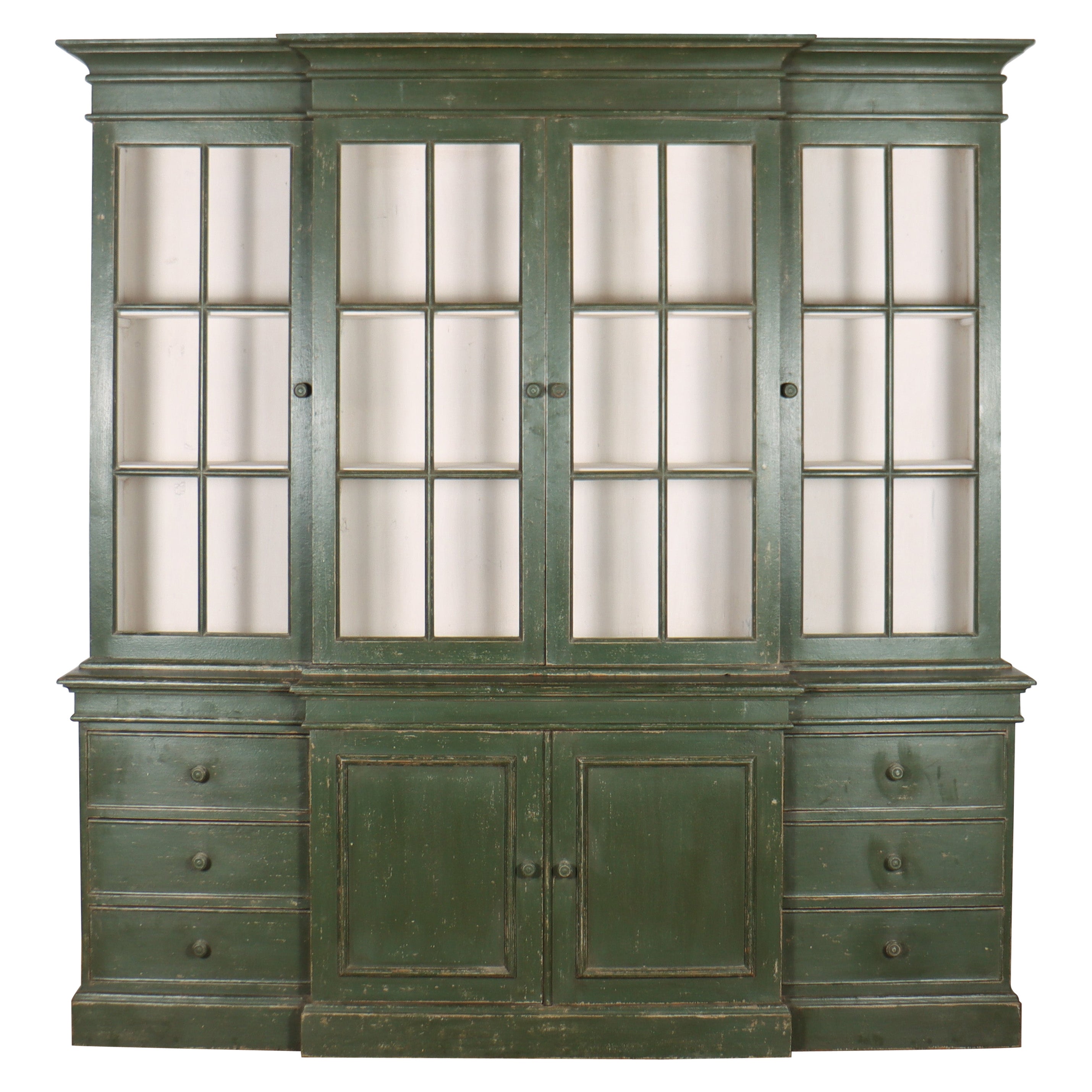 Painted Pine Breakfront Kitchen Cabinet For Sale at 1stDibs