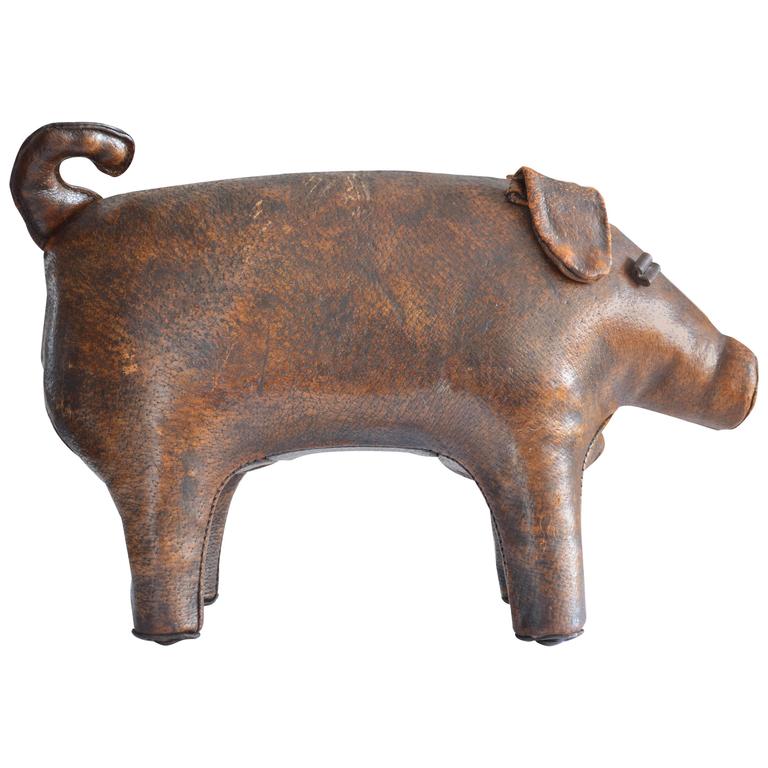 Leather Pig Footstool at 1stDibs