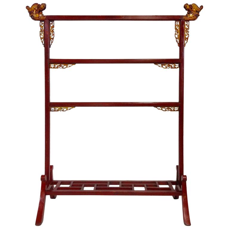Antique Mahogany Chinese Dragon Garment Rack at 1stDibs