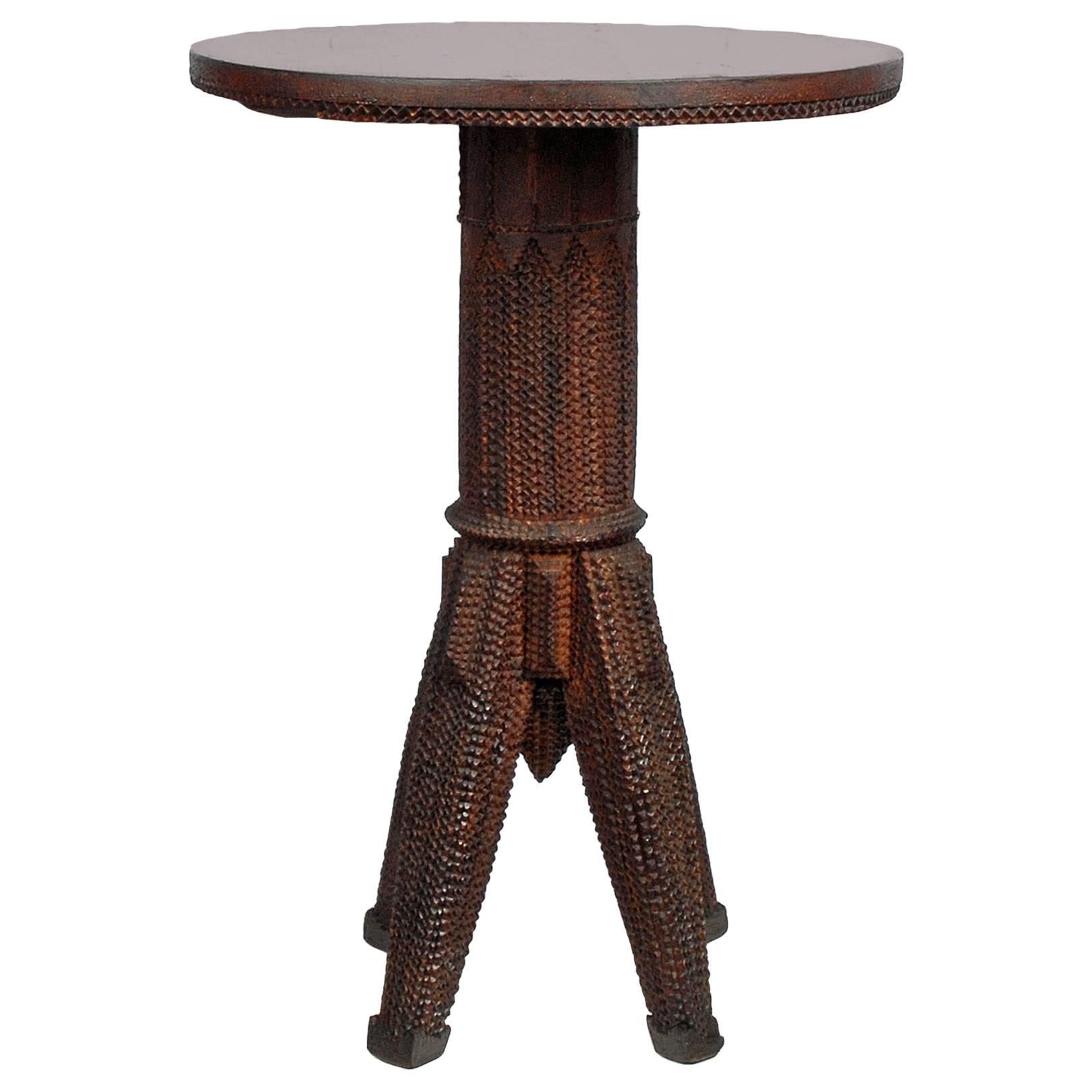 Rustic Tramp Art Table on Splayed Legs For Sale at 1stDibs