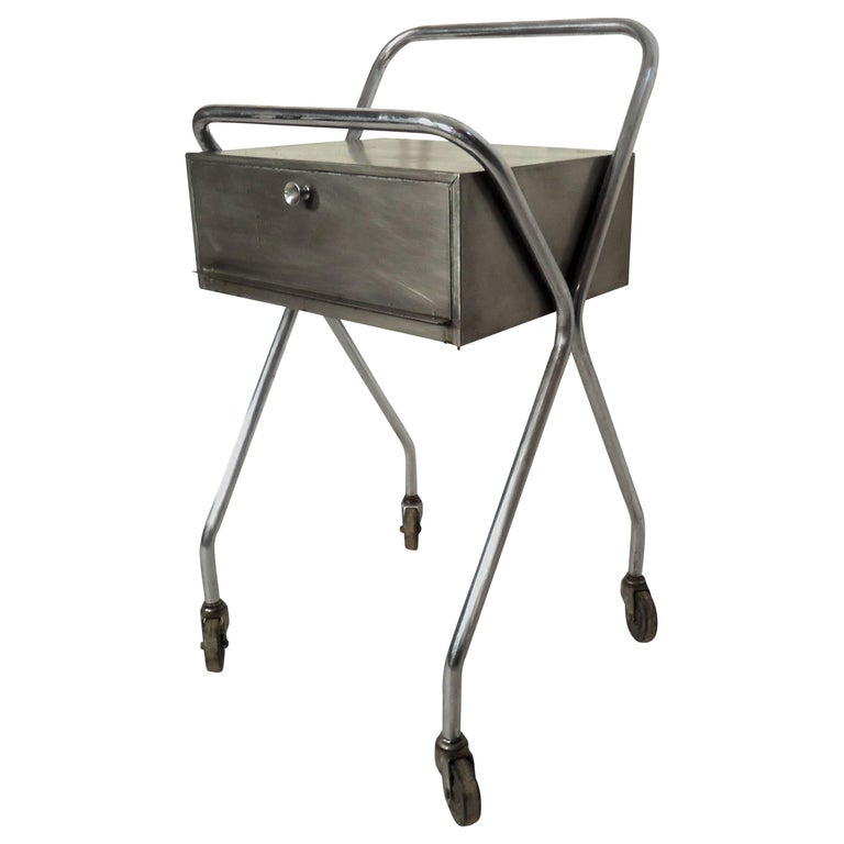 Petite Industrial Rolling Table For Sale at 1stDibs