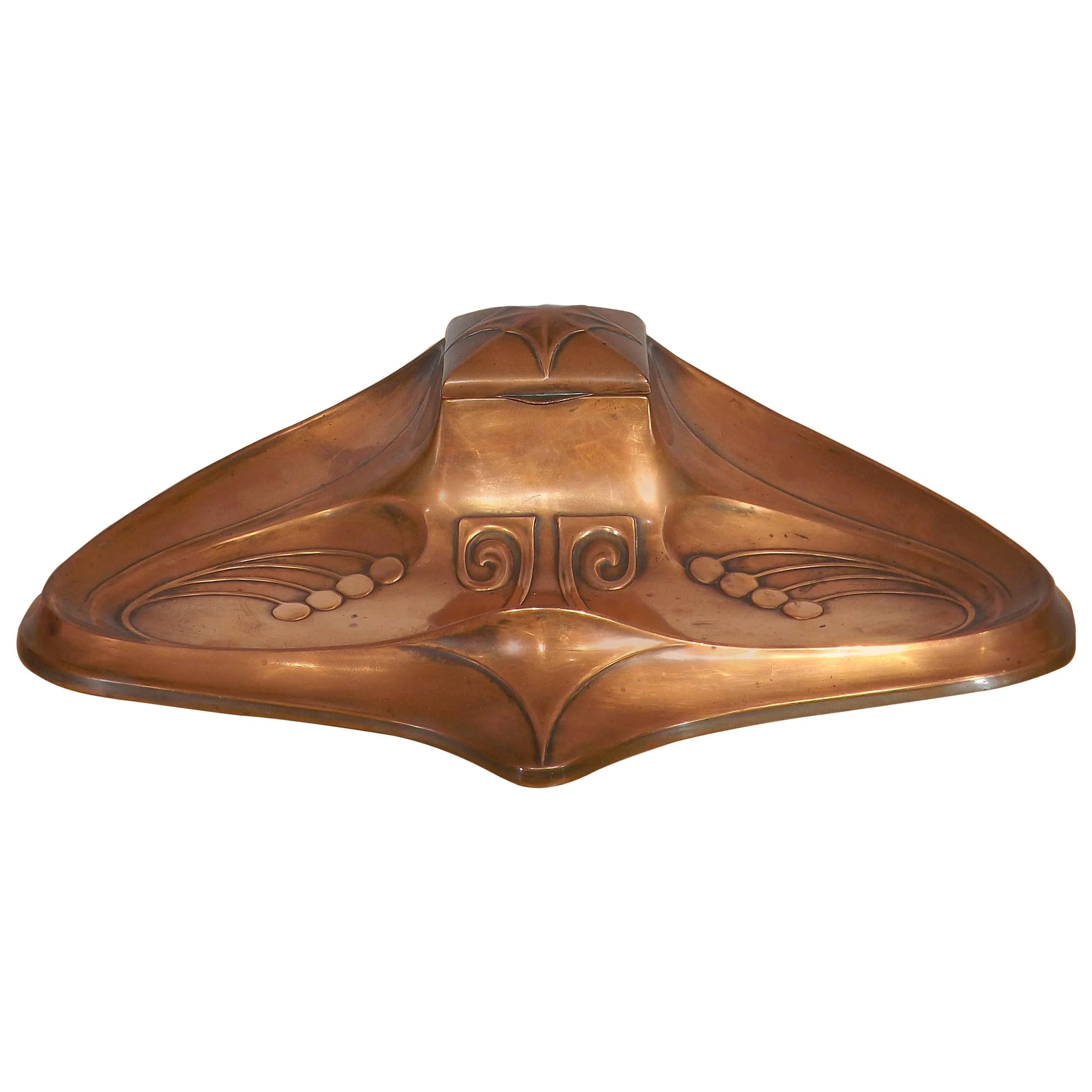 Art Nouveau Copper Inkwell at 1stDibs