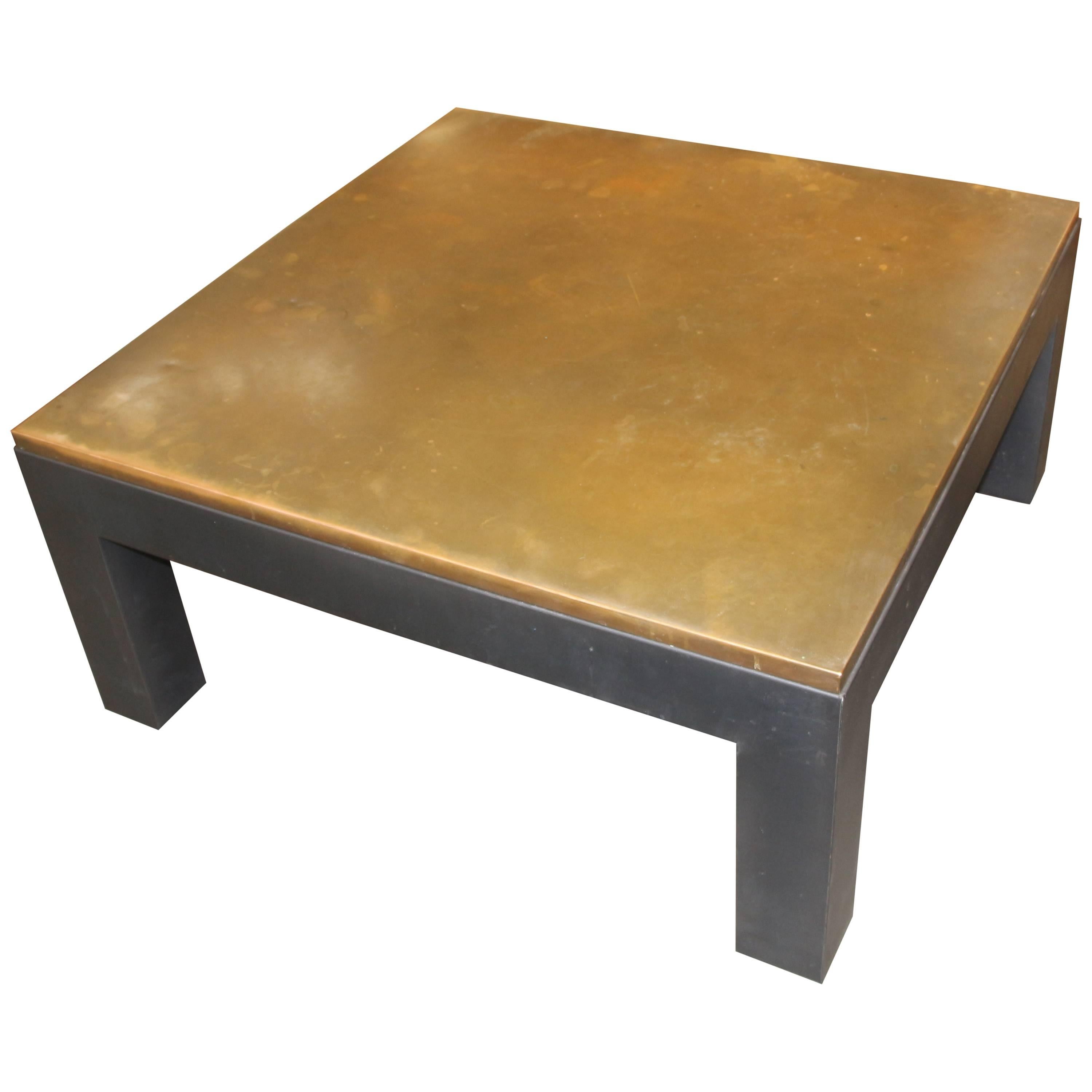 Copper Topped Iron Base Coffee Table at 1stDibs