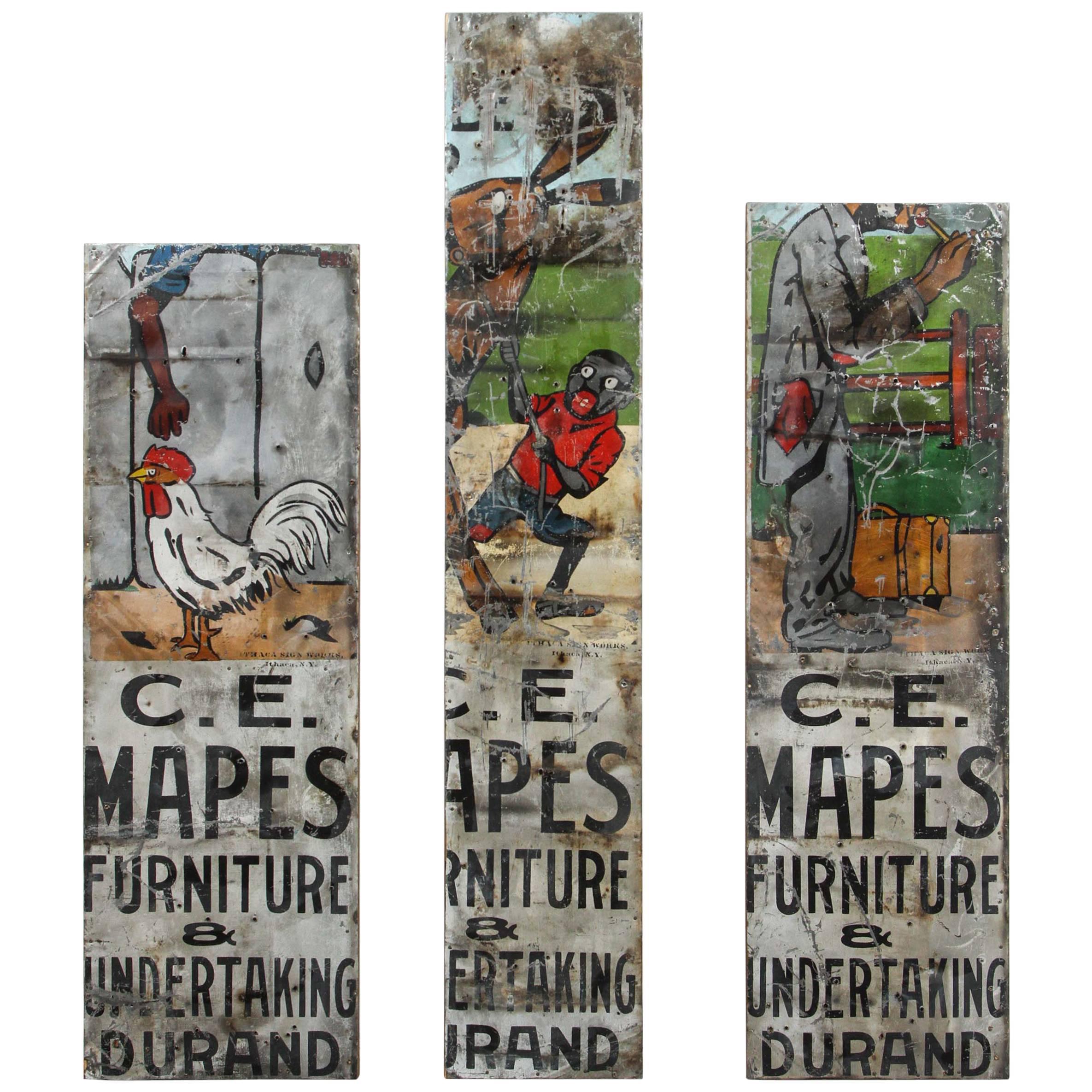 Collection of Three Roadside Advertising Hand-Painted Signs Ithica Sign ...