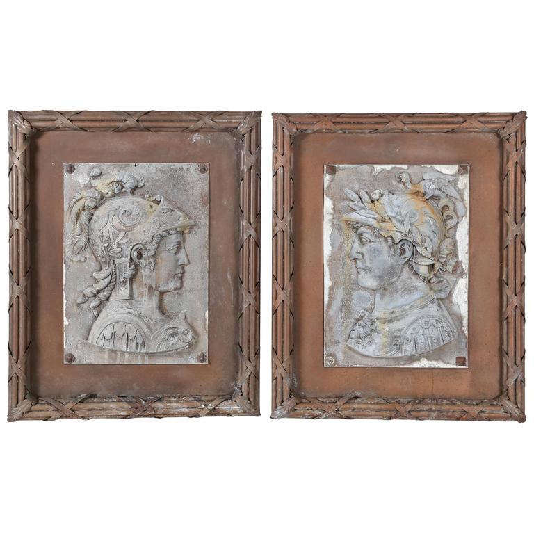 Pair of Roman Soldier Plaques in Ribbon and Reed Frames at 1stDibs