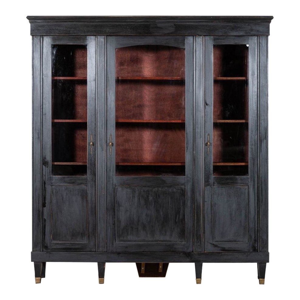 Large 19thC French Ebonised Mahogany Glazed Vitrine / Bookcase ...
