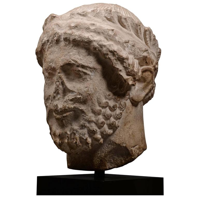 Large Ancient Cypriot Limestone Head of a King, 475 Bc at 1stDibs