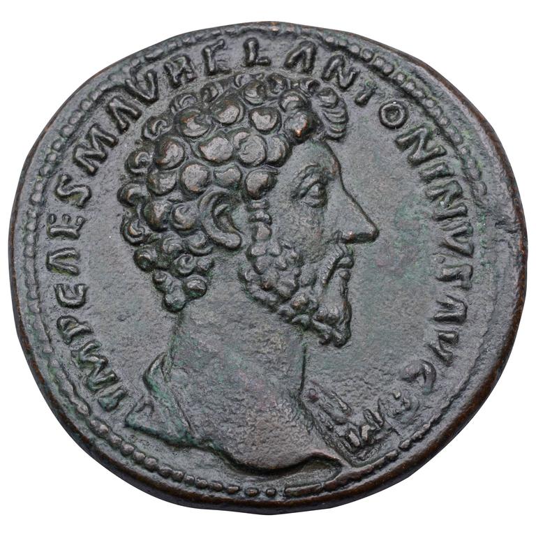 Medallic Ancient Roman Sestertius Coin of Emperor Marcus Aurelius - 161 ...