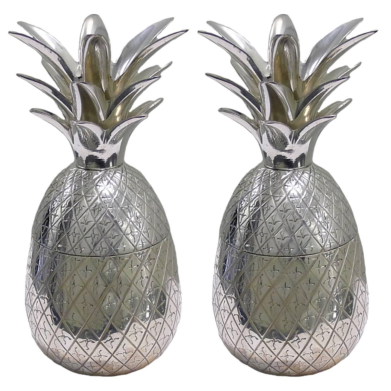 Pair of Silver Pineapple Lidded Containers at 1stDibs