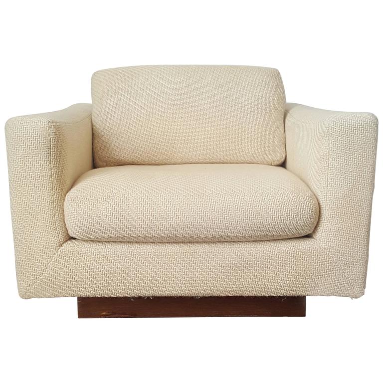 Mid-Century Dunbar Walnut Plinth Club Chair at 1stDibs