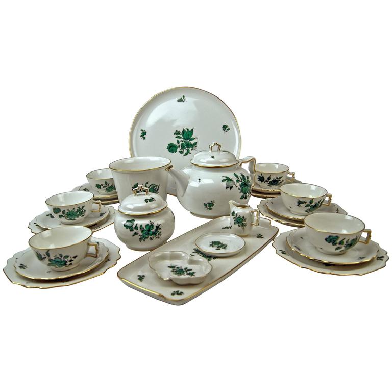Augarten Vienna Tea Set Six Persons Decor Maria Theresia Form Belvedere ...