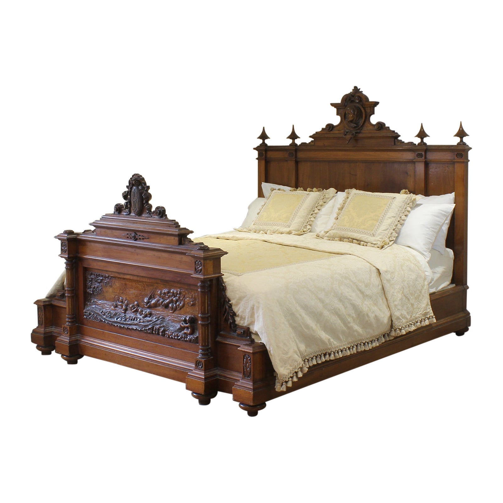 6ft Wide Decorative Italian Renaissance Carved Antique Bed WK200 at 1stDibs